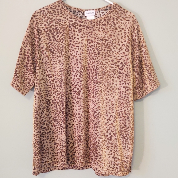 BonWorth | Tops | Vintage Bonworth Brown Black Metallic Animal Print ...